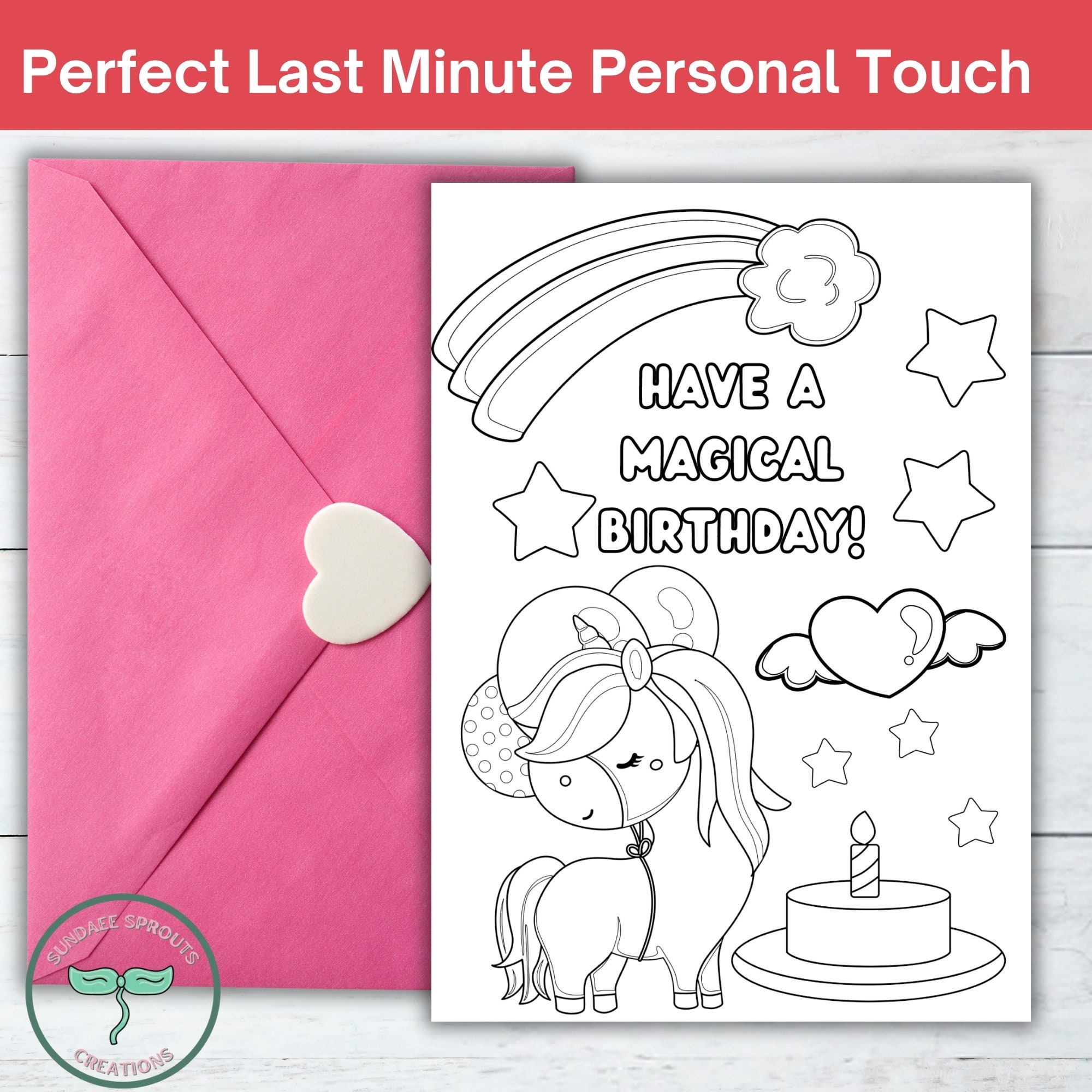 Unicorn Coloring Birthday Card Printable, Birthday Coloring Page ...