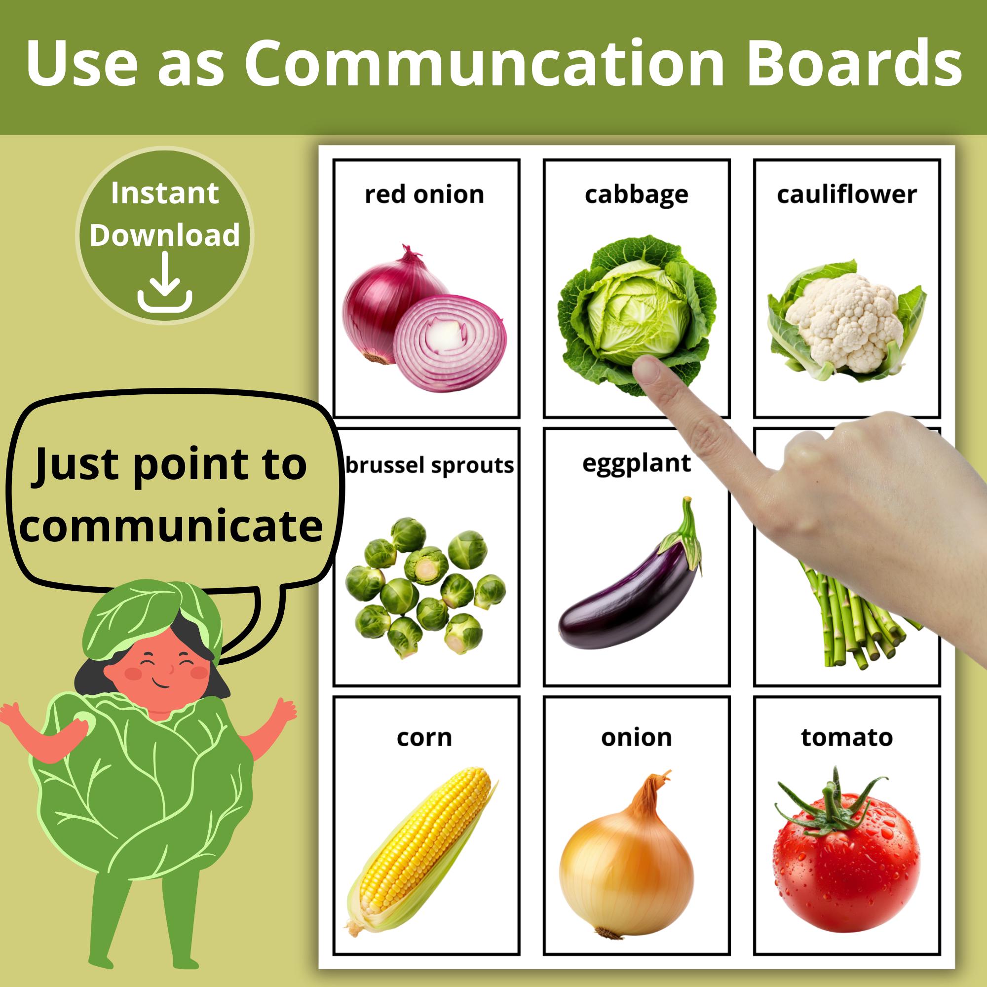 Fruits and Vegetables Kids Flashcards Printable Pecs Communication ...