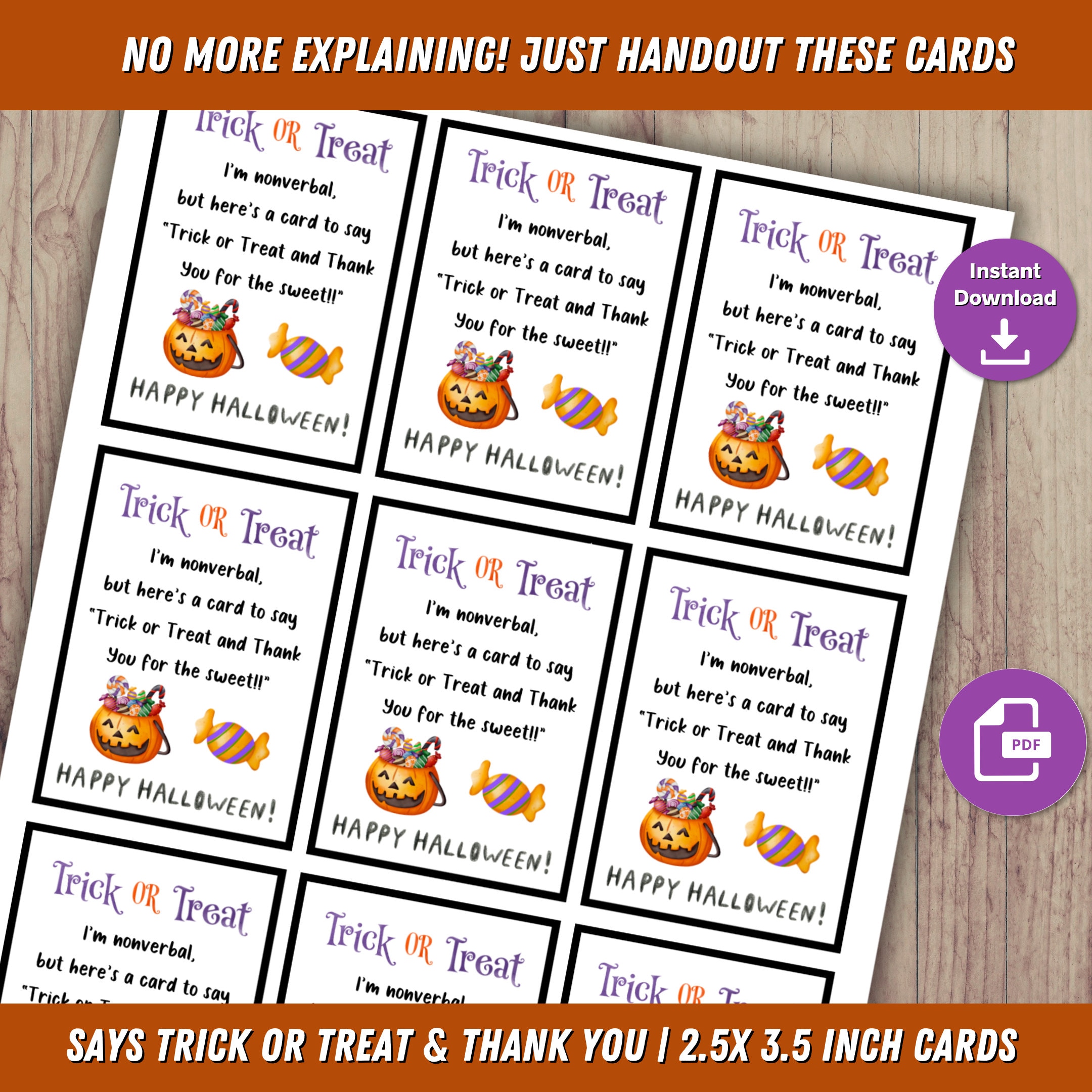 Printable Nonverbal Trick or Treater Cards for Halloween, Autism ...