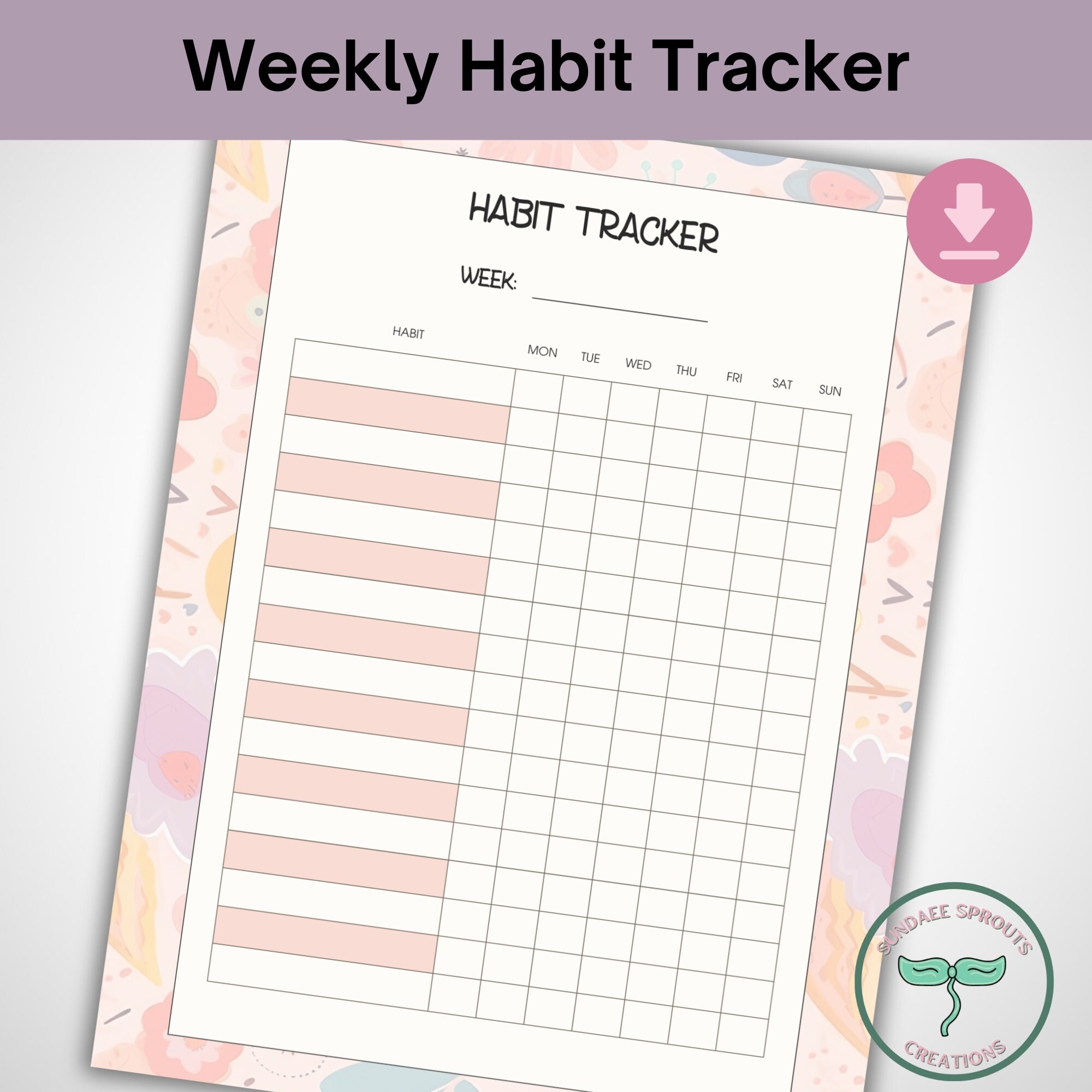Simple Boho Habit Tracker Printable Monthly, 30 Day Habit Tracker, 7 ...