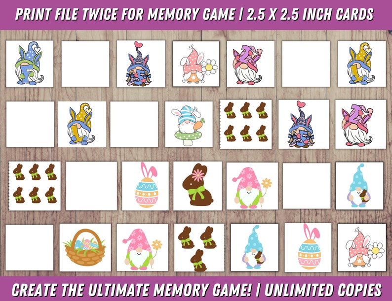 Printable Easter Bunny Gnome ABC Flash Cards, Memory Game, Matching ...