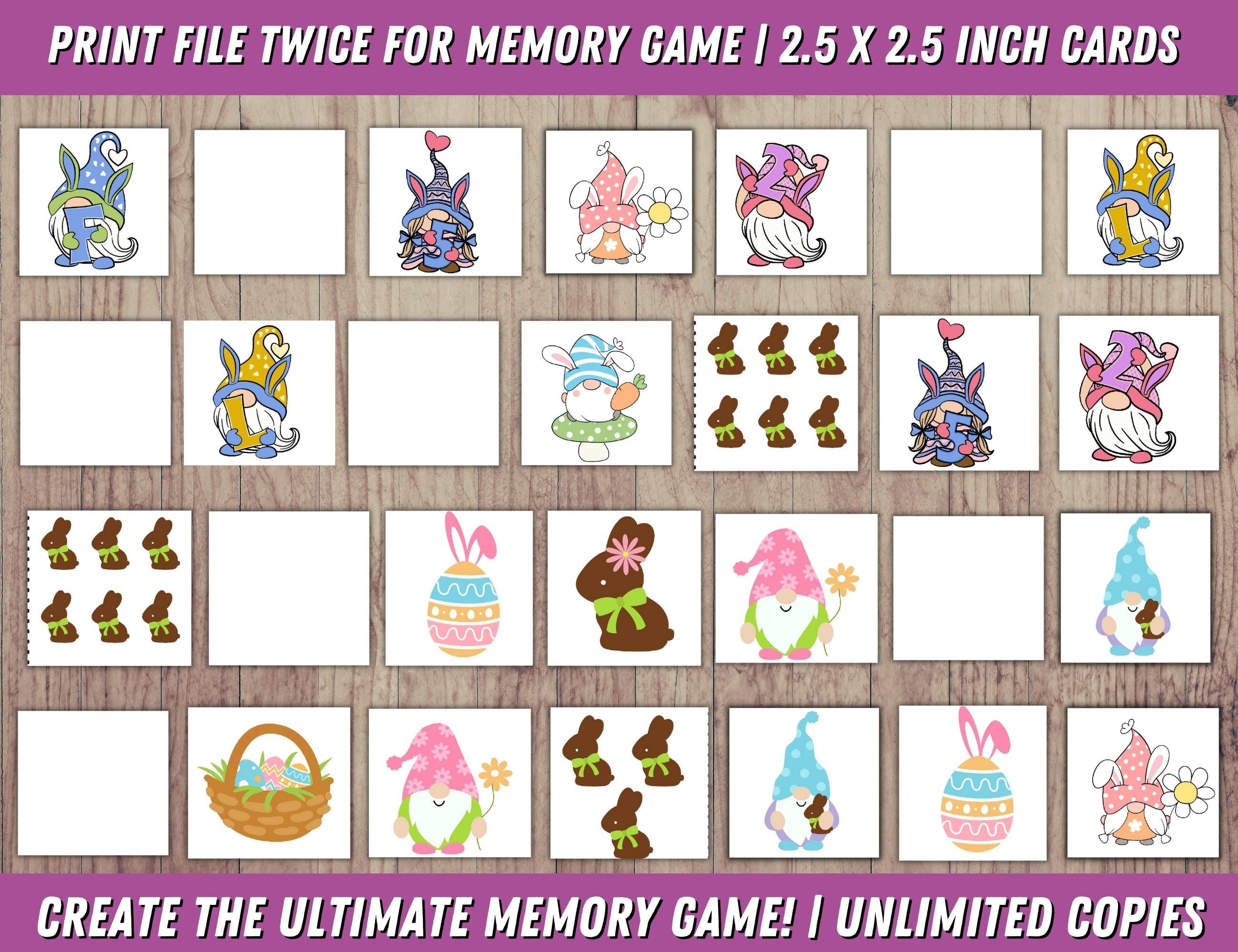 Printable Easter Bunny Gnome ABC Flash Cards, Memory Game, Matching ...