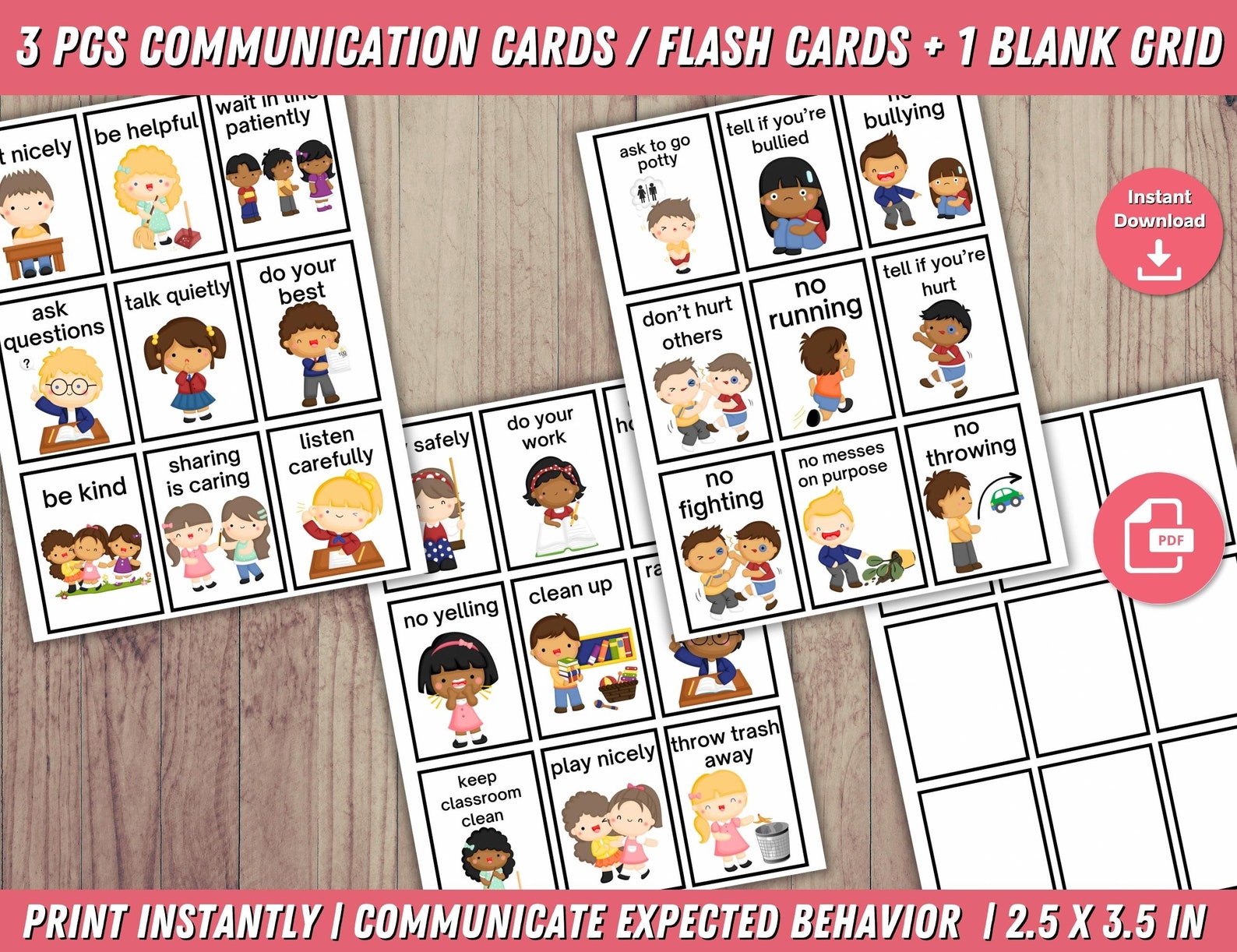 Kid’s Printable Behavior Bundle, 27 Behavior Communication Cards ...