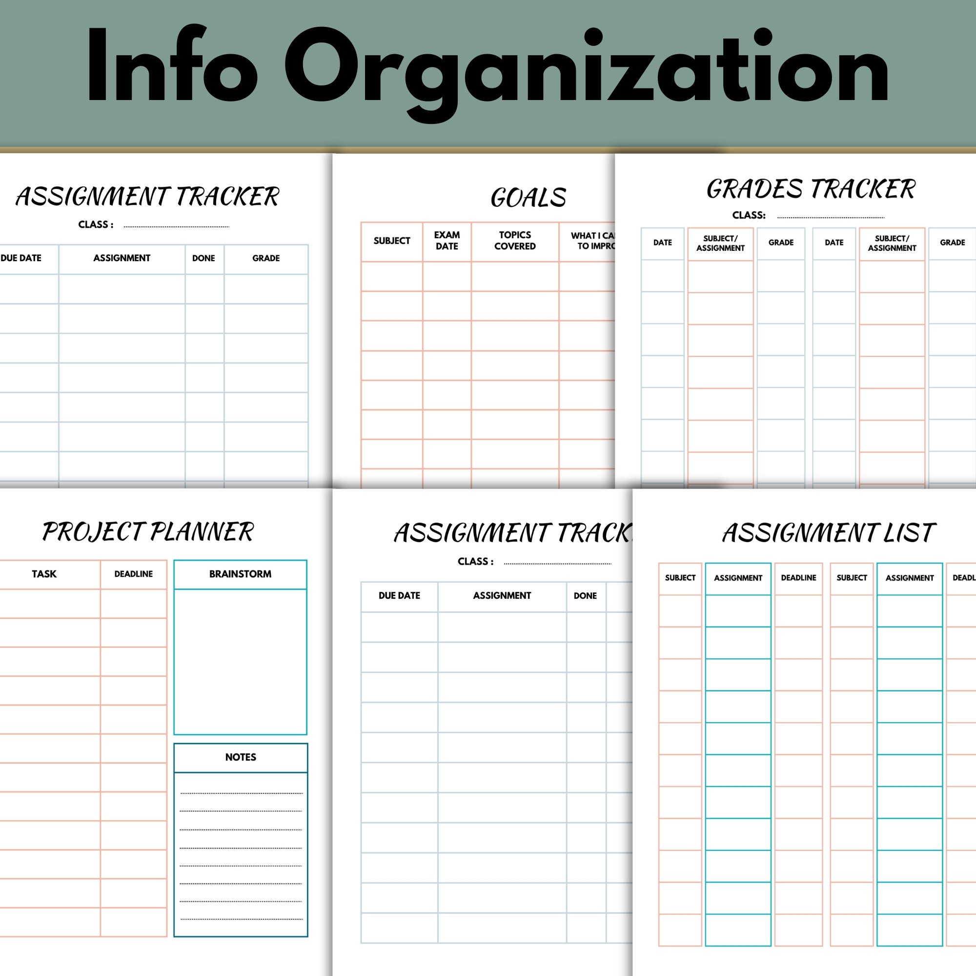Watercolor Academic Planner Printable, Student Planner Printable ...