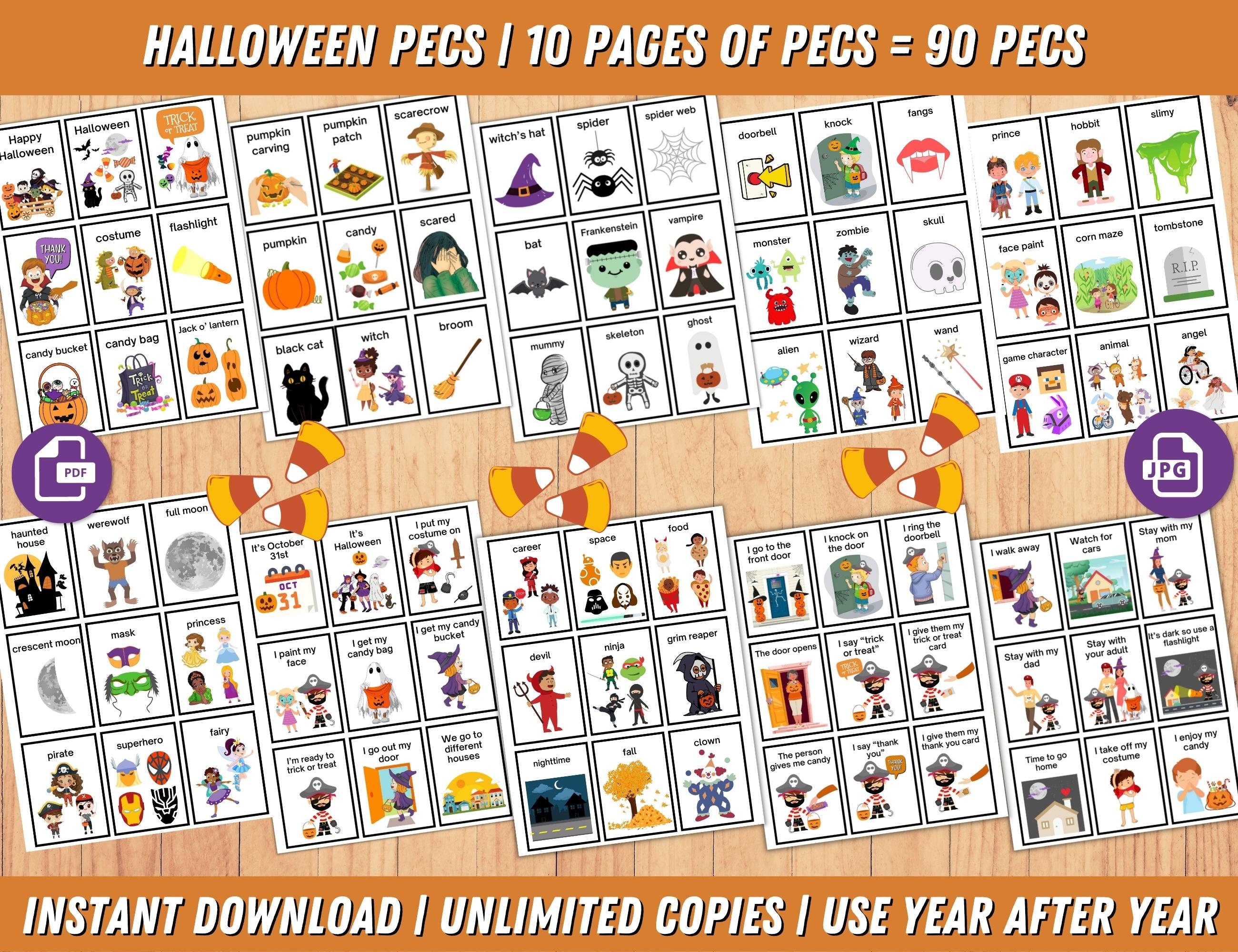 Halloween PECs Cards Printable Nonverbal Visual Cards Cue - Etsy Canada