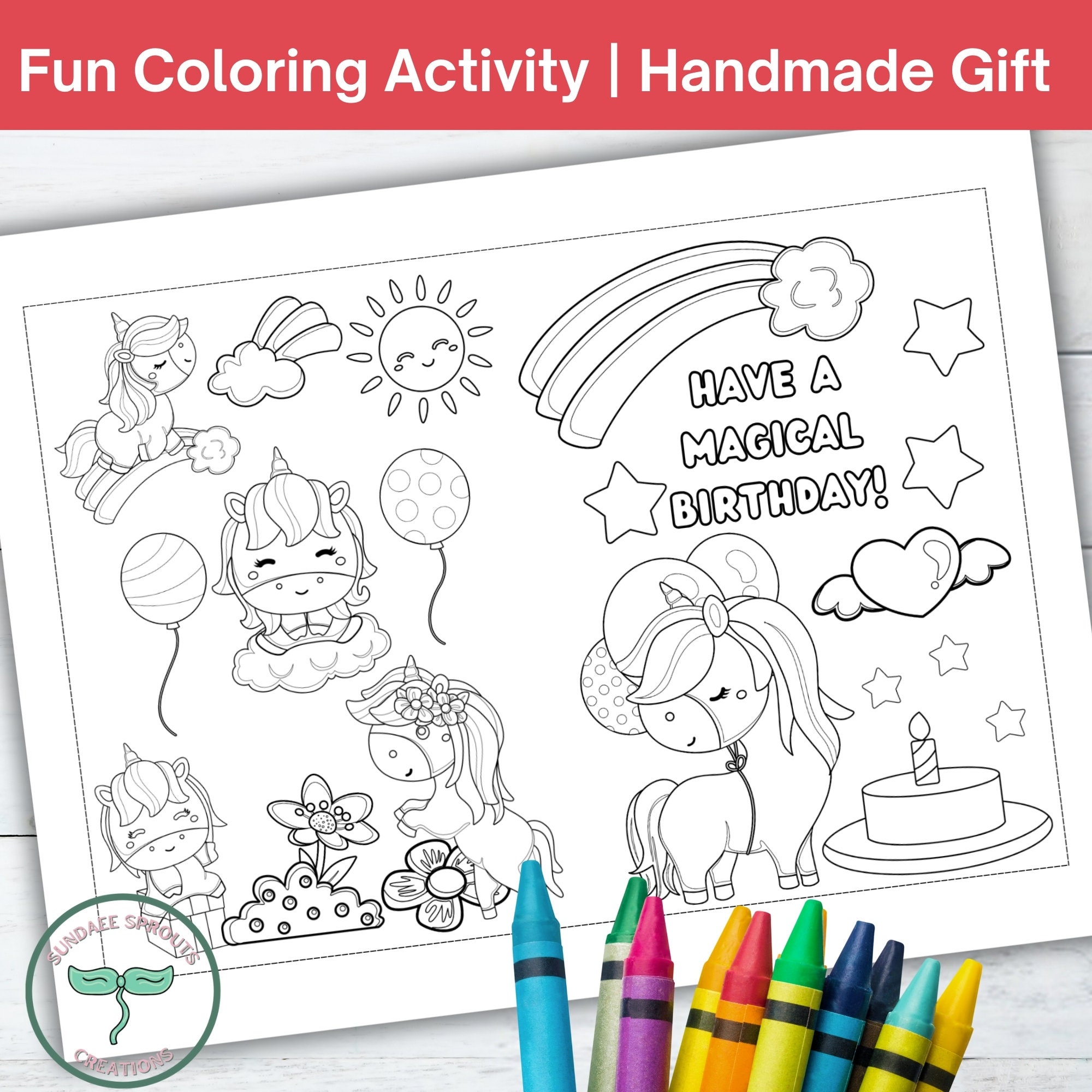 Unicorn Coloring Birthday Card Printable, Birthday Coloring Page ...