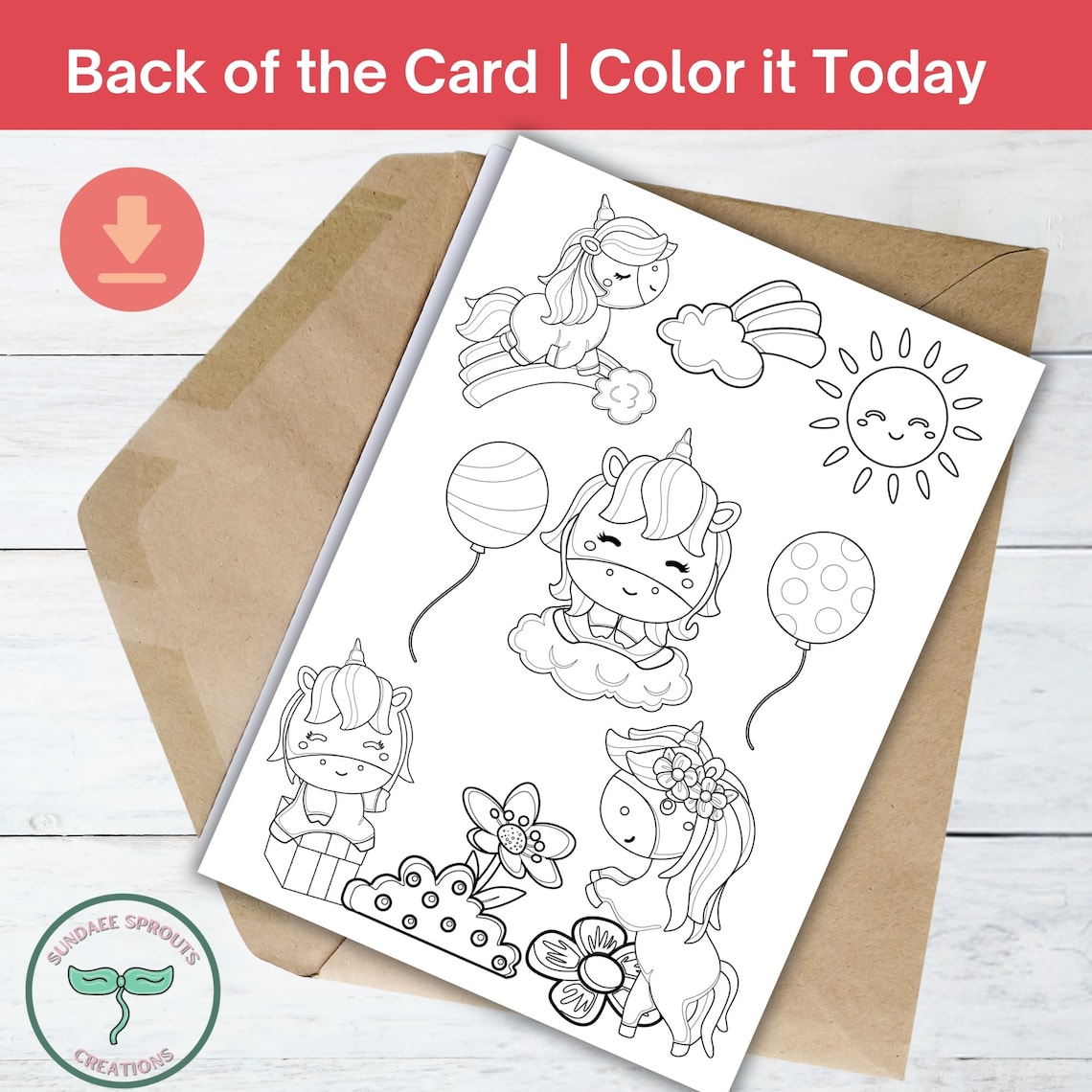 Unicorn Coloring Birthday Card Printable, Birthday Coloring Page ...