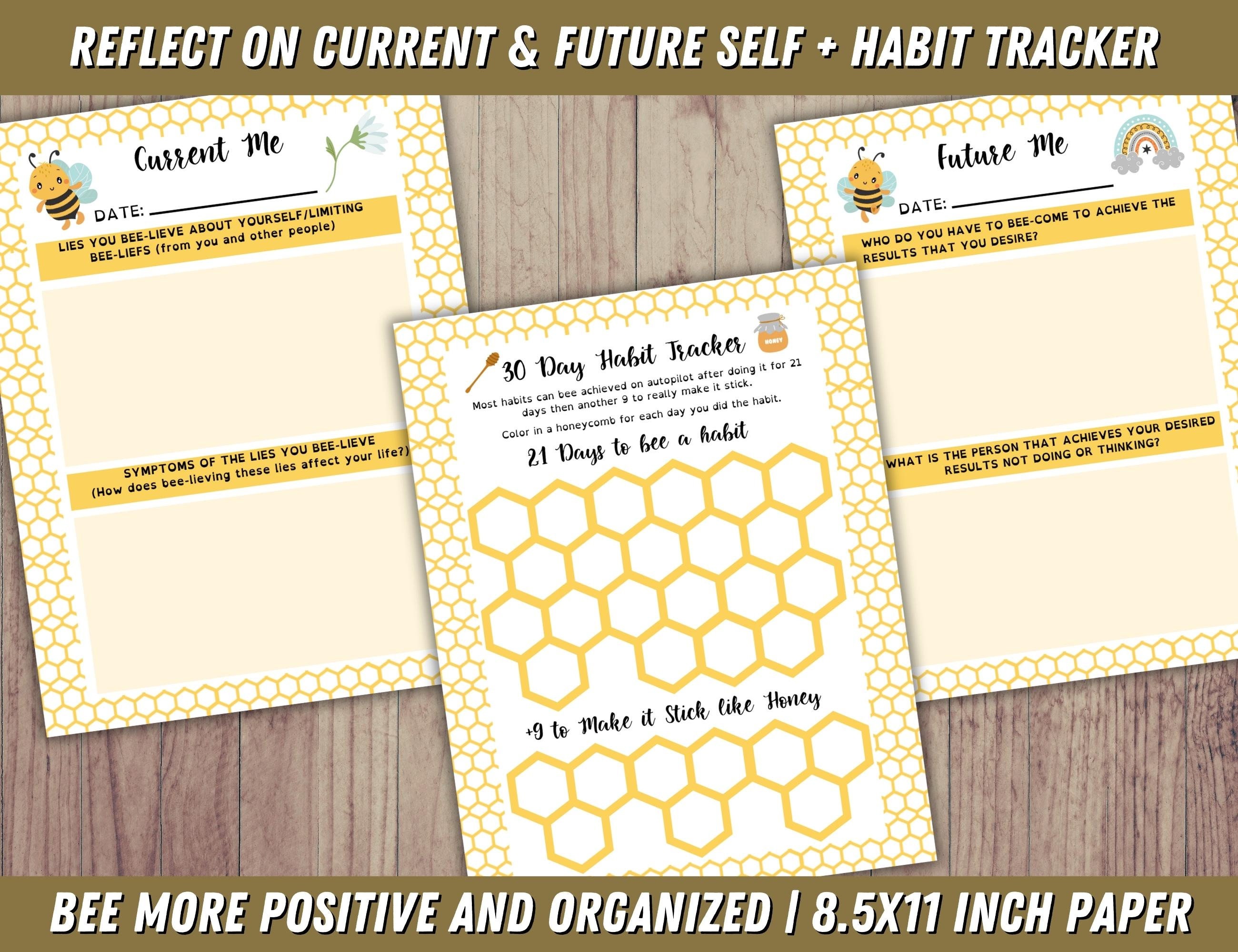 Bee Positive Honeybees Printable Planner, Bee Printable, Daily Habit ...