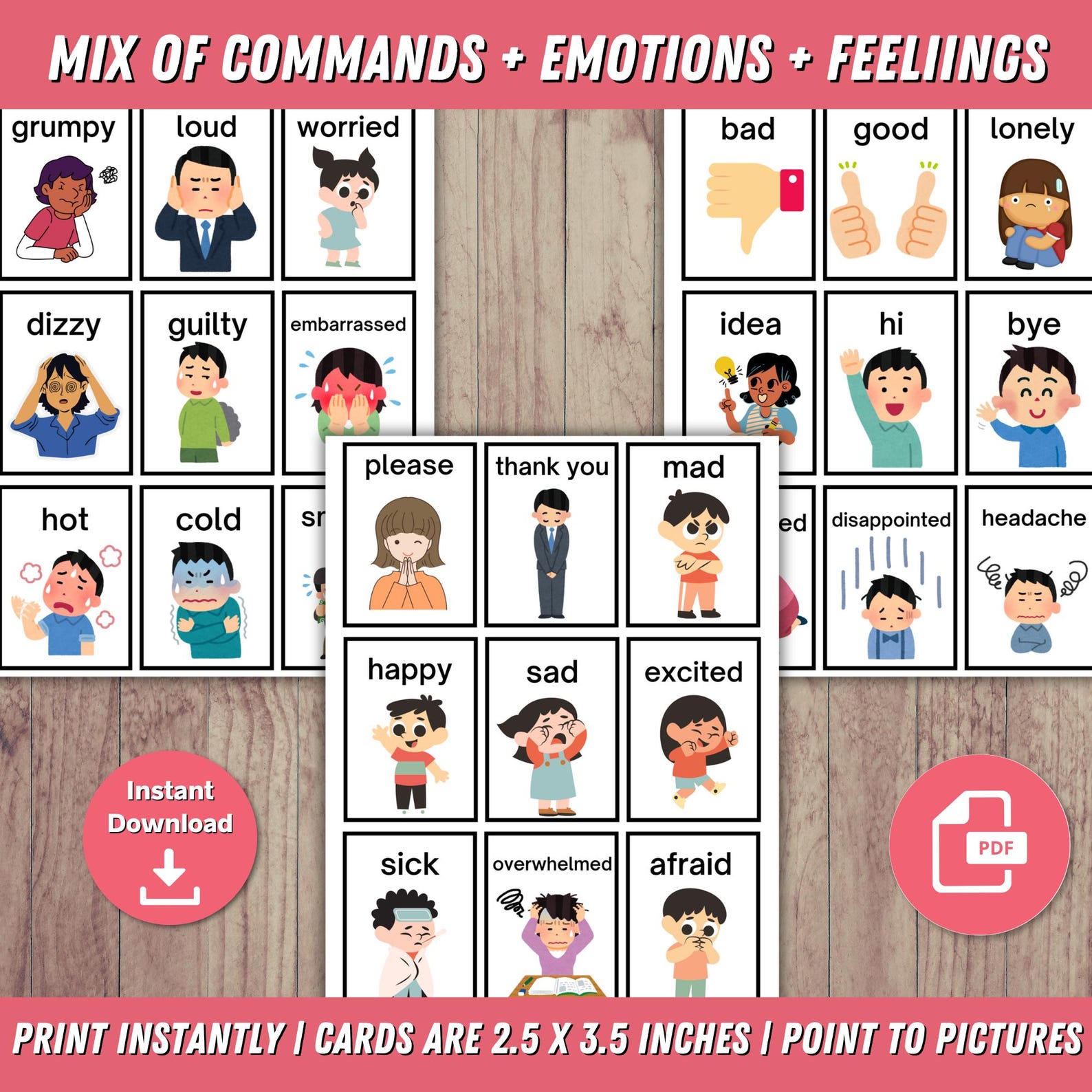Printable Emotions Pecs Communication Cards, Autism Communication ...