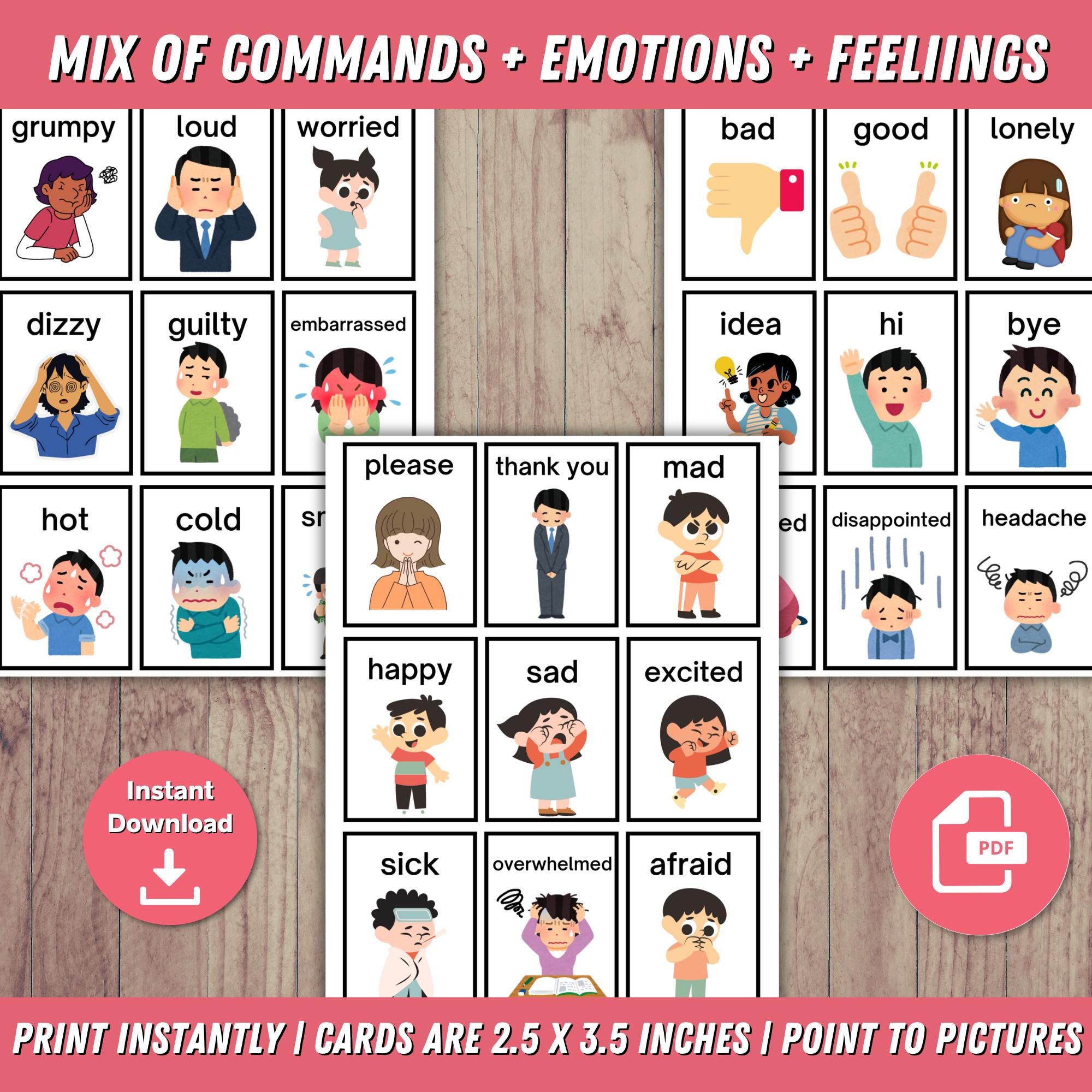 Printable Emotions Pecs Communication Cards, Autism Communication ...