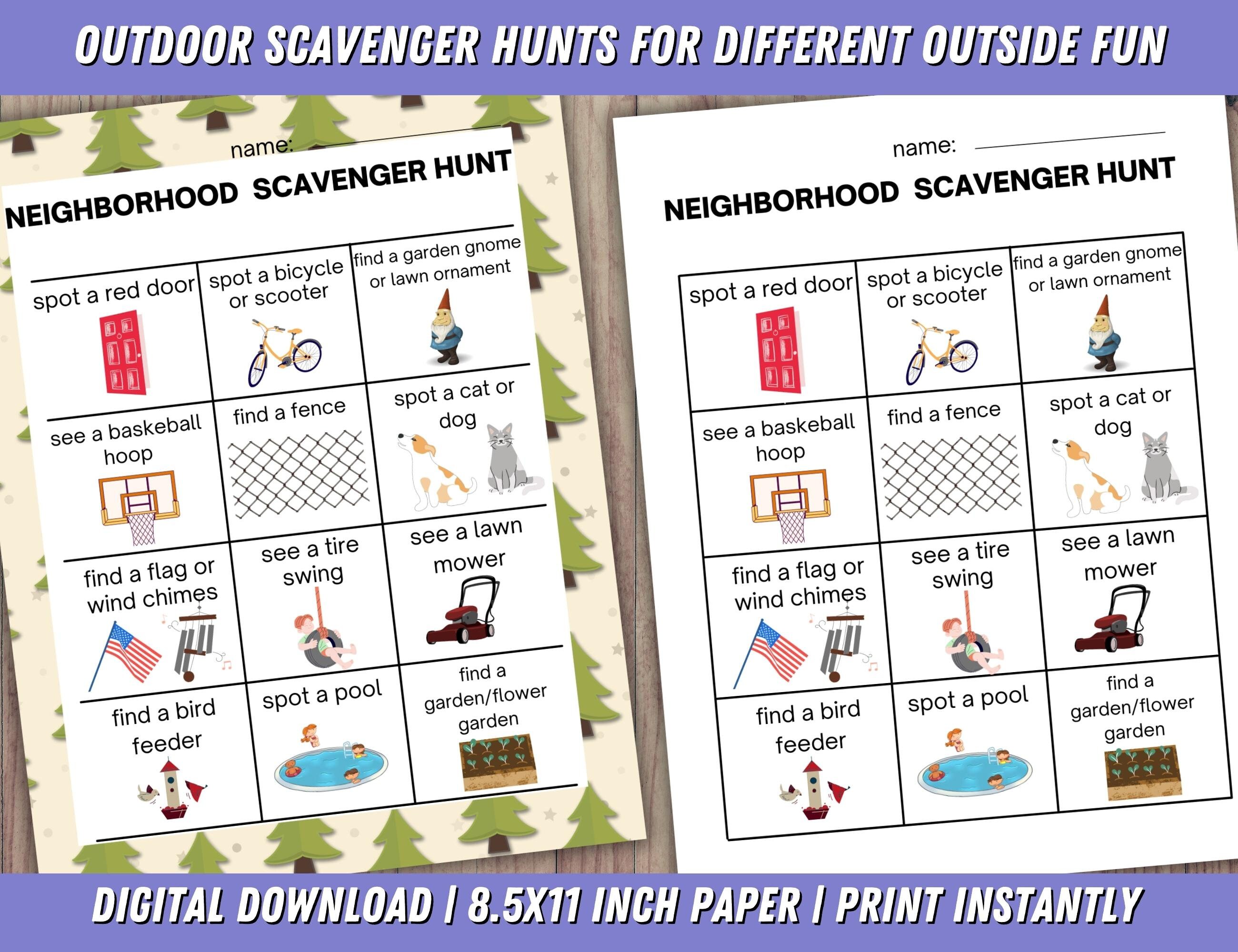 Outdoor Scavenger Hunt for Kids Outdoor Games for Families Backyard ...