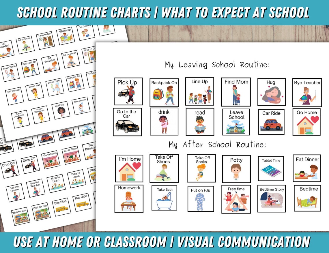 Printable Daily Routine Chart Visual Pecs Schedule, Morning Routine ...
