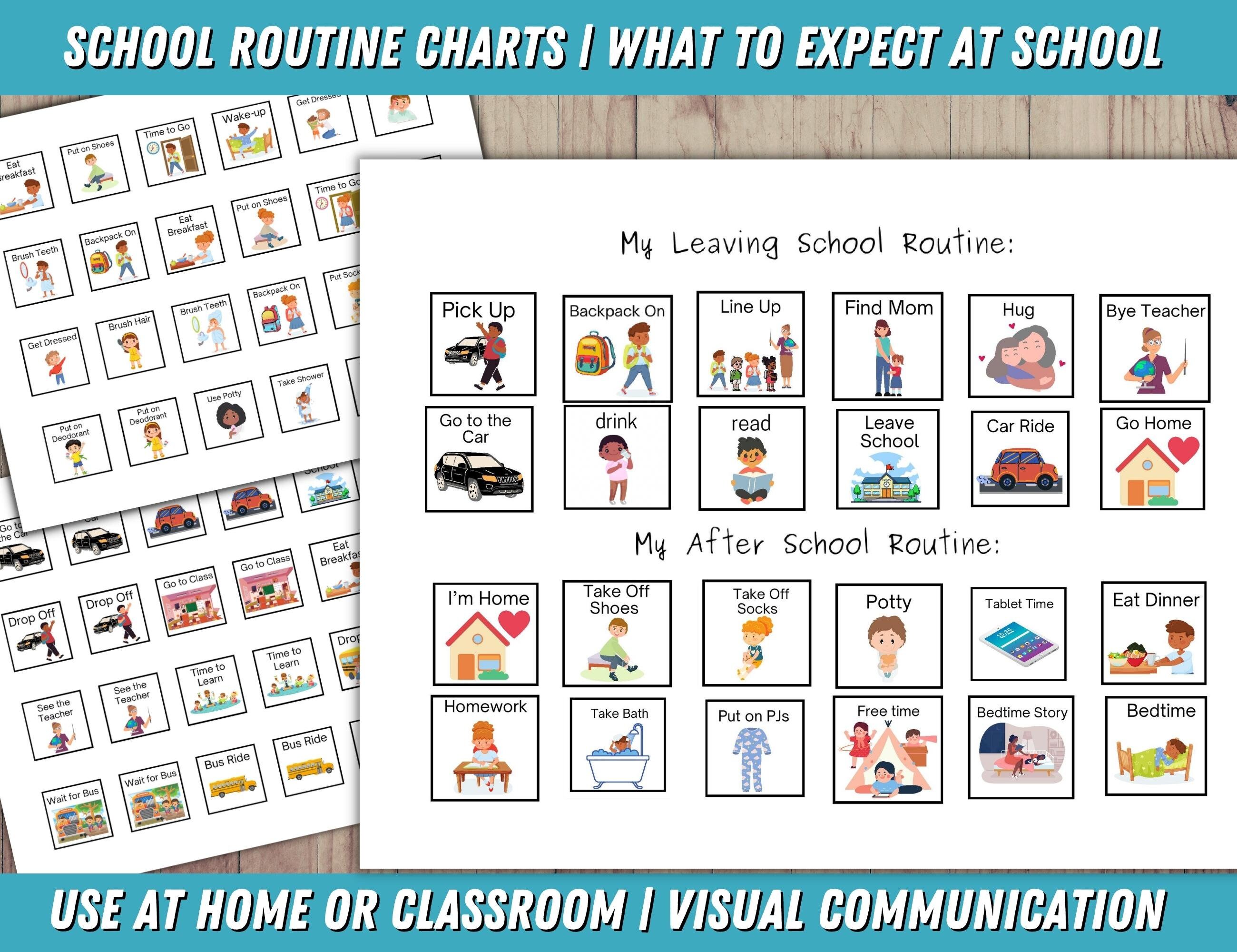 Printable Daily Routine Chart Visual Pecs Schedule, Morning Routine ...