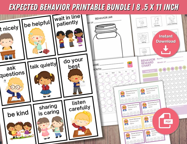 Kid’s Printable Behavior Bundle, 27 Behavior Communication Cards ...