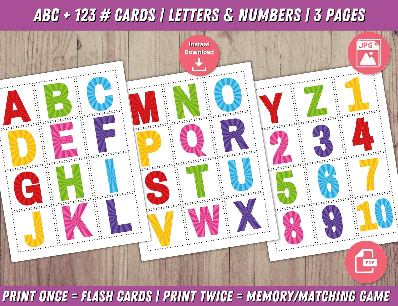 Printable ABC Numbers Flashcards Memory Game, Learning Resources ...