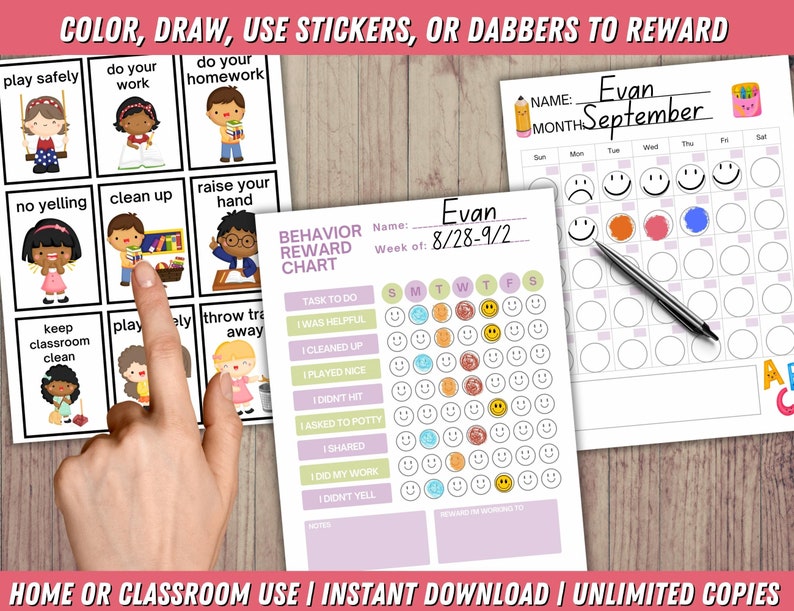 Kid’s Printable Behavior Bundle, 27 Behavior Communication Cards ...
