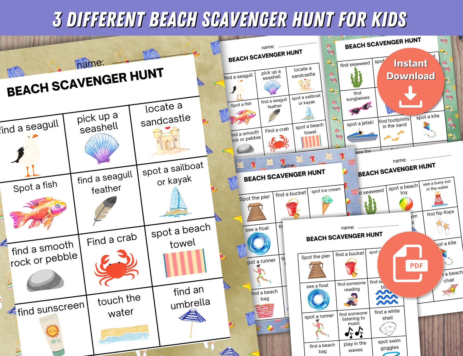 Printable Beach Scavenger Hunt for Kids Beach Themed Games - Etsy