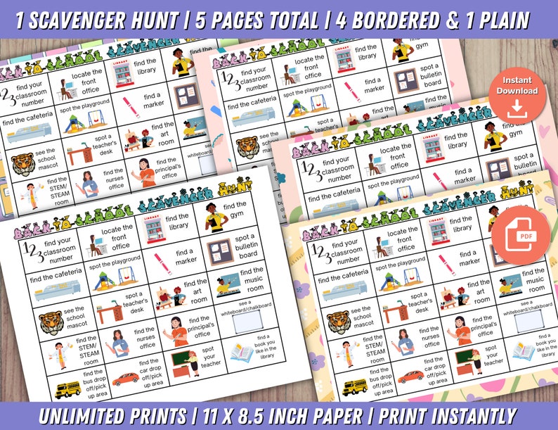Back to School Scavenger Hunt for Kids | Classroom Activities | Teacher ...