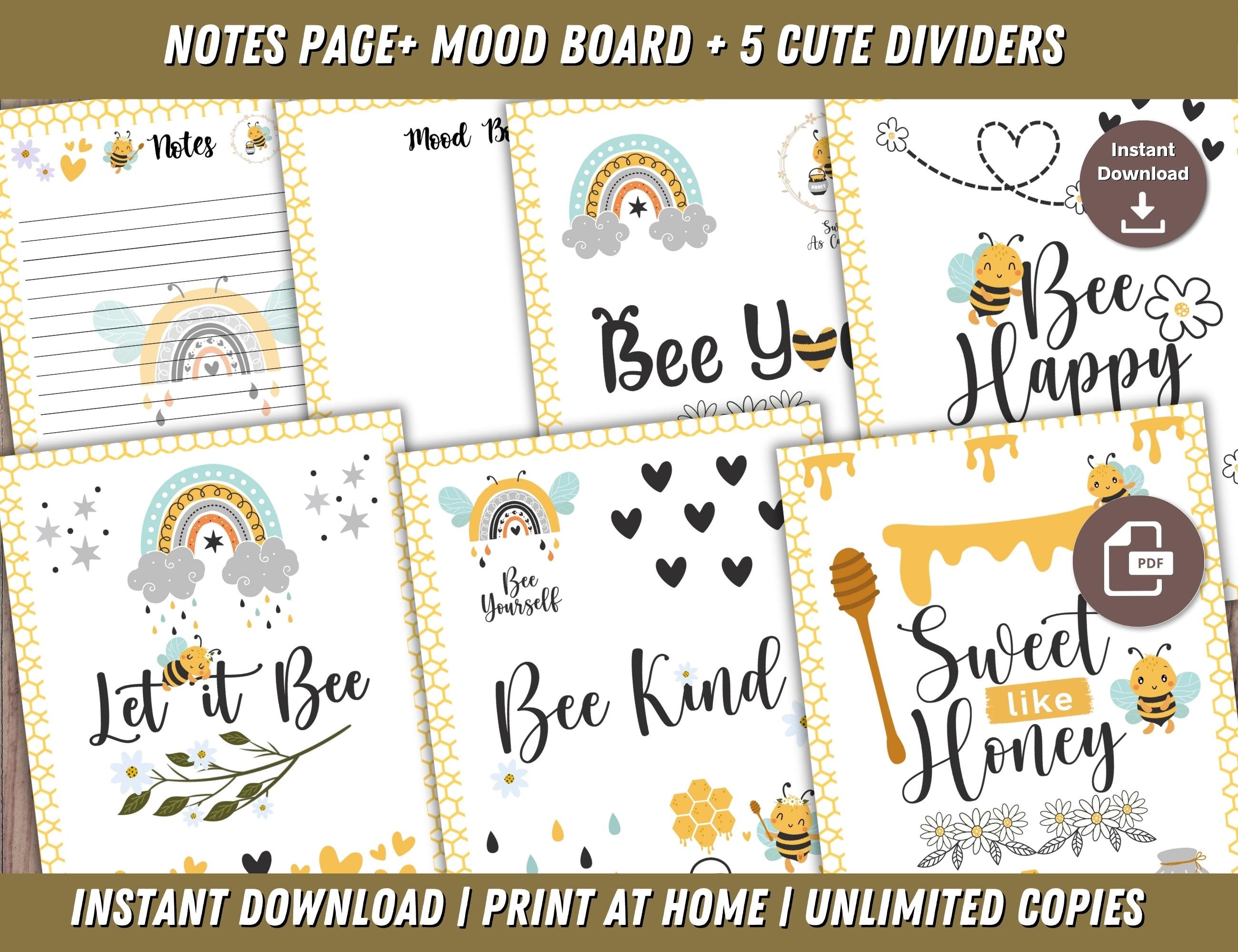 Bee Positive Honeybees Printable Planner, Bee Printable, Daily Habit ...