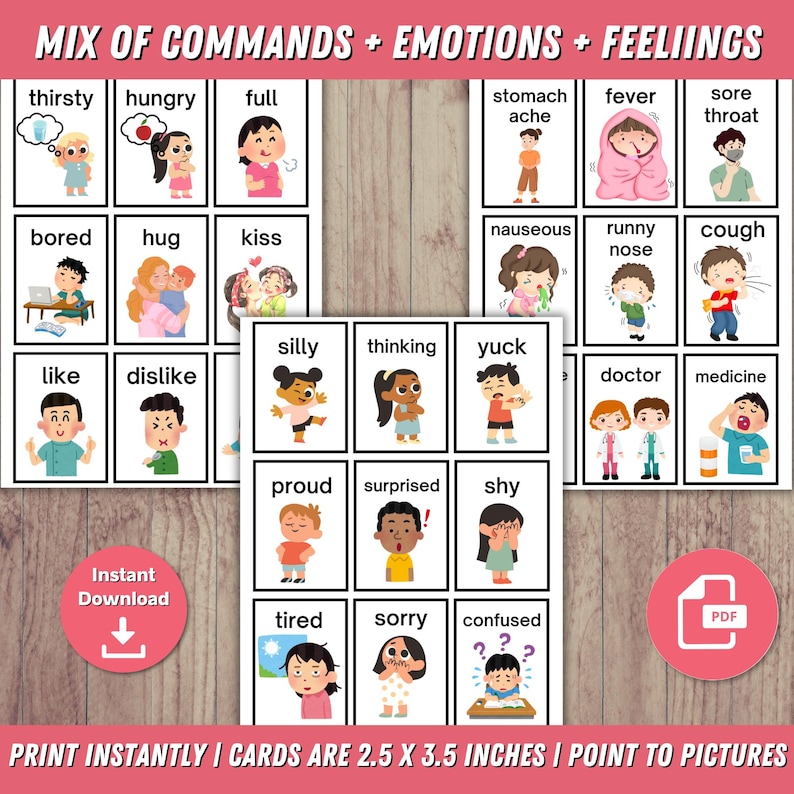 Printable Emotions Pecs Communication Cards, Autism Communication ...
