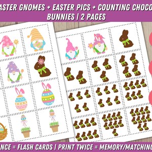 Printable Easter Bunny Gnome ABC Flash Cards, Memory Game, Matching ...