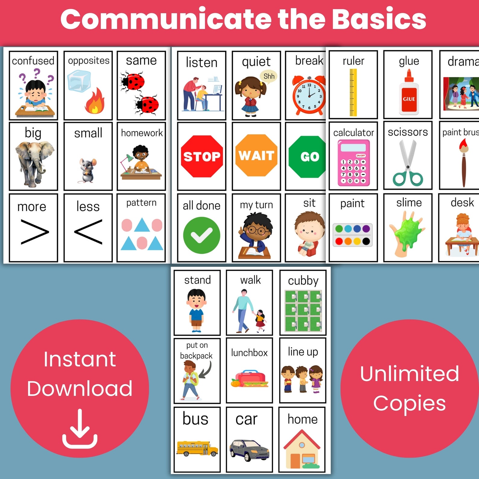 School Printable Pecs Communication Cards, Autism Communication ...