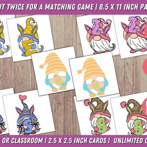 Printable Easter Bunny Gnome ABC Flash Cards, Memory Game, Matching ...
