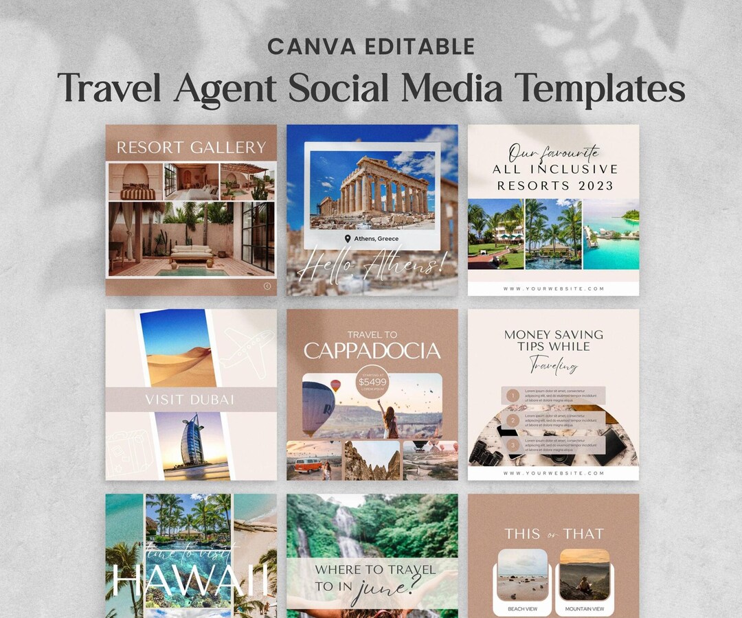 Travel Agency Canva Editable Templates, Social Media Editable Templates ...