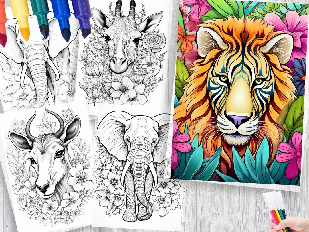 200 Floral Animals Coloring Pages Unique Floral Patterns, Adults ...