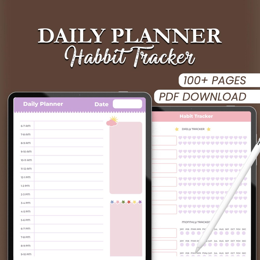 Daily Planner & Habits Tracker, PDF Planners, 2024, 2025 Planner, Gift ...