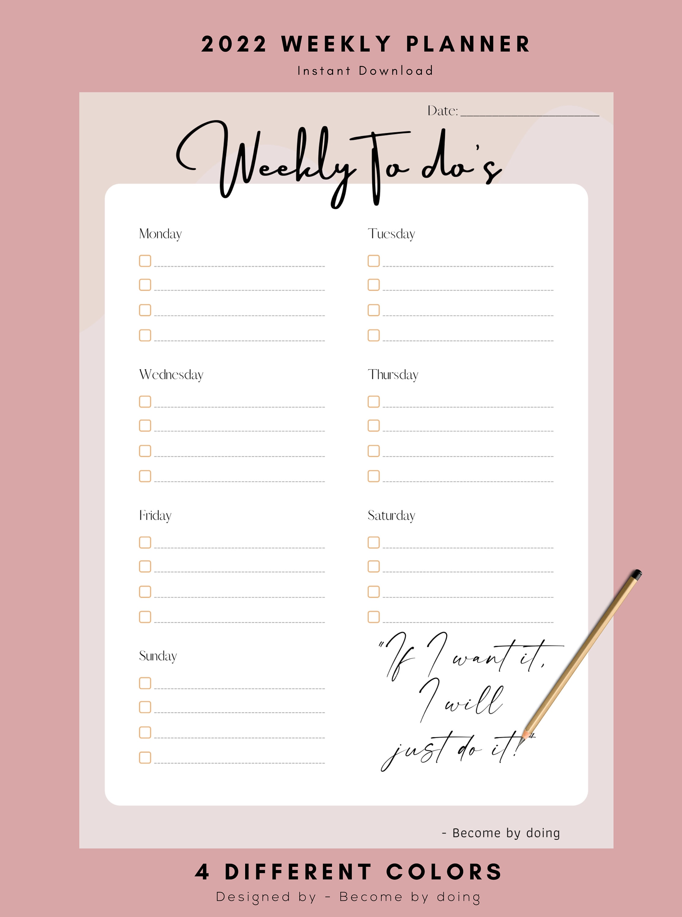 Weekly Planner Printable: Minimalist A4 A5 To-do List (PDF) - Etsy