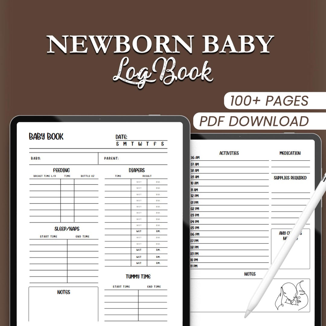 Newborn Baby Logbook, PDF Planners, 2024, 2025 Planner, Gift for Him ...