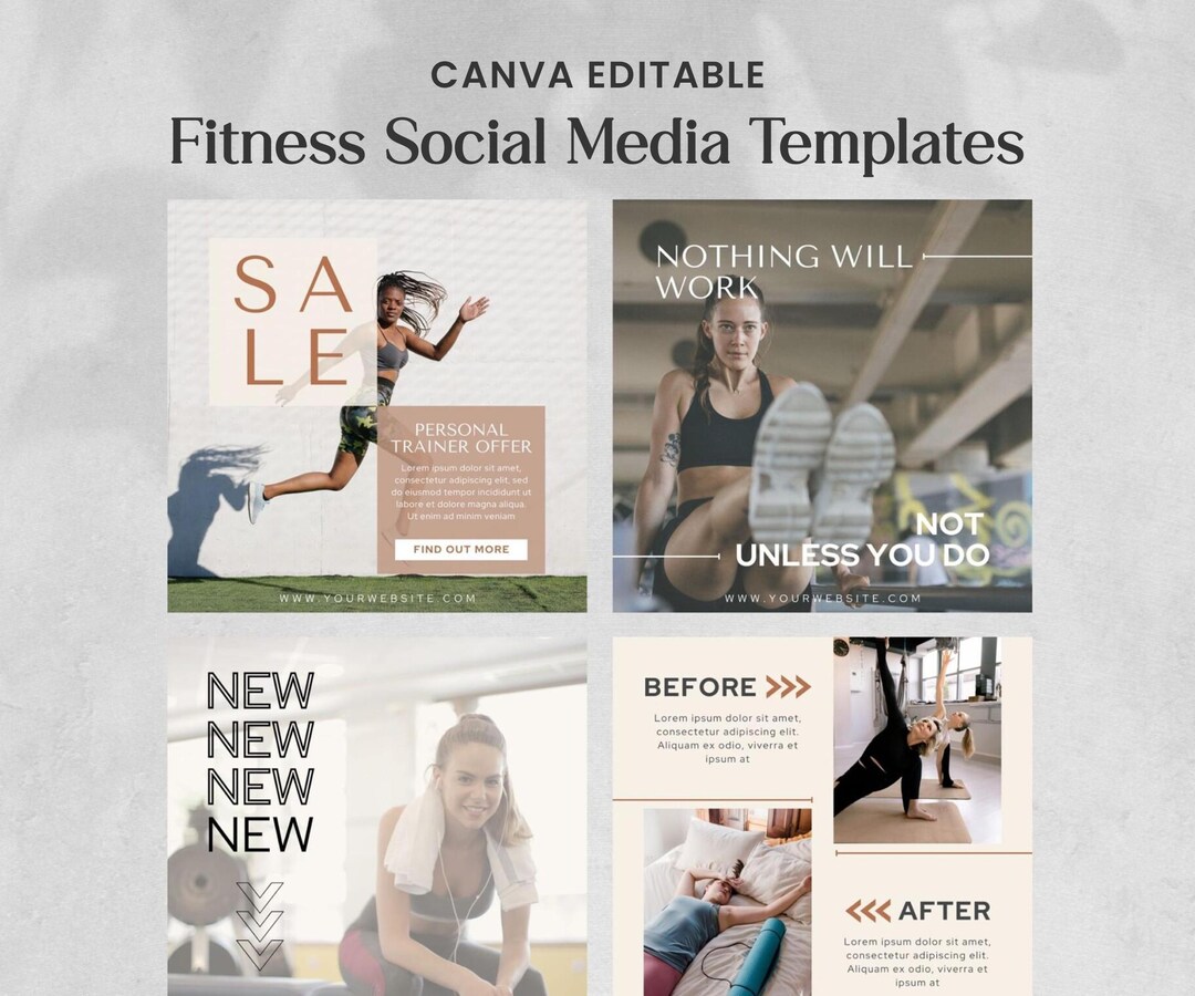 Fitness Canva Editable Templates, Social Media Editable Templates ...