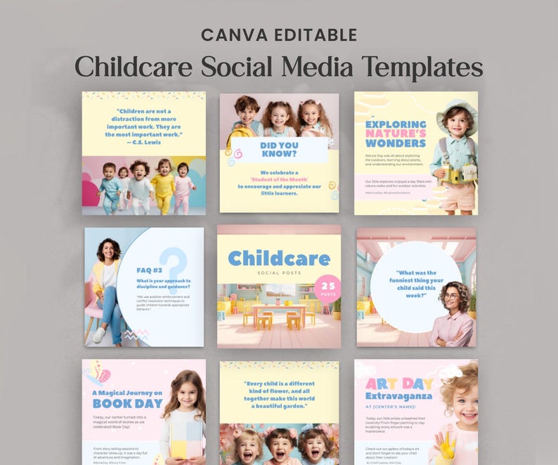 Child Care Canva Editable Templates, Social Media Editable Templates ...