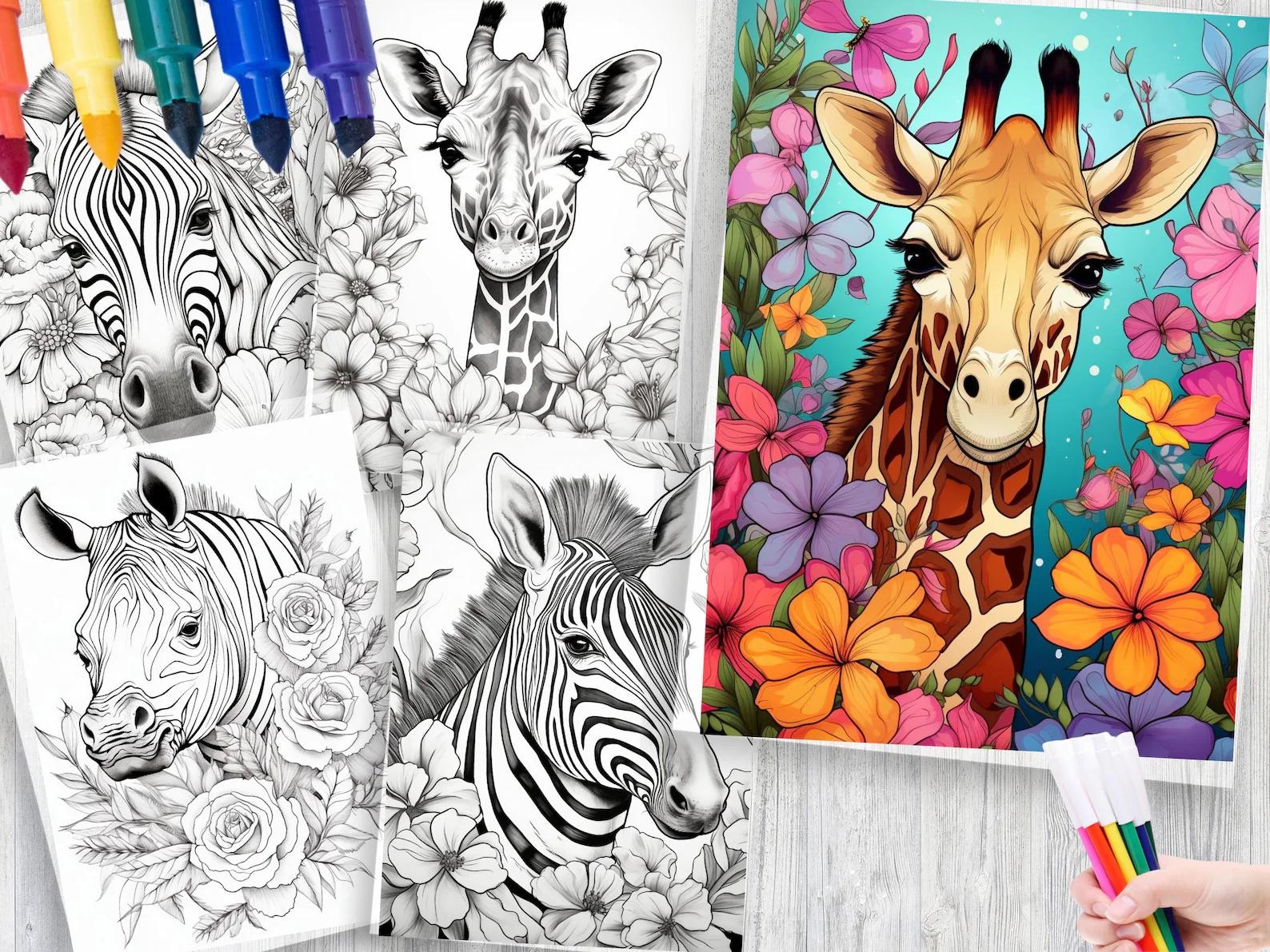 200 Floral Animals Coloring Pages Unique Floral Patterns, Adults ...