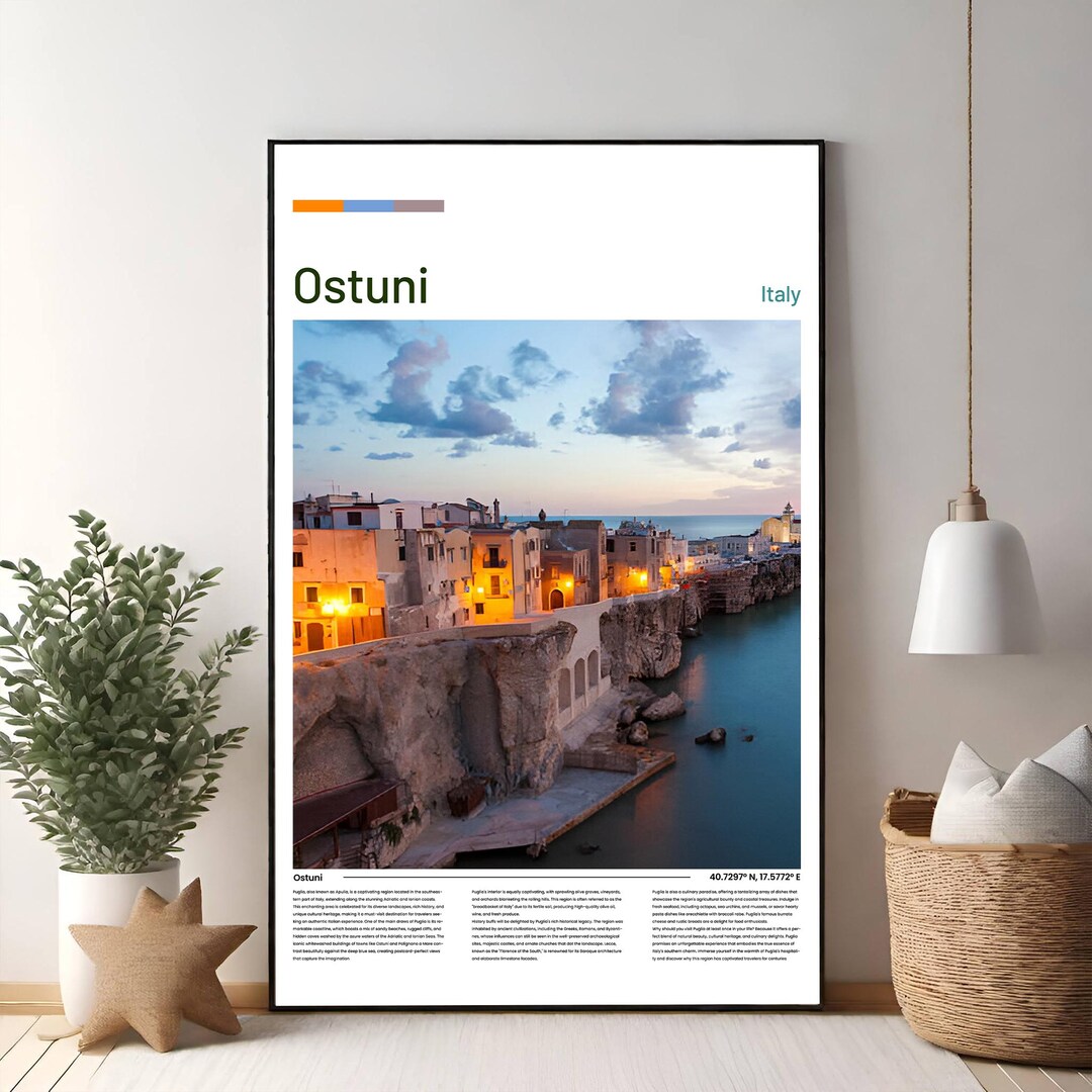 Ostuni Italy Travel Poster: Coastal Landscape Print (digital Download ...