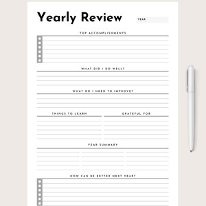 One-page Printable: Yearly Reflection, Yearly Review, Year-at-a-glance ...
