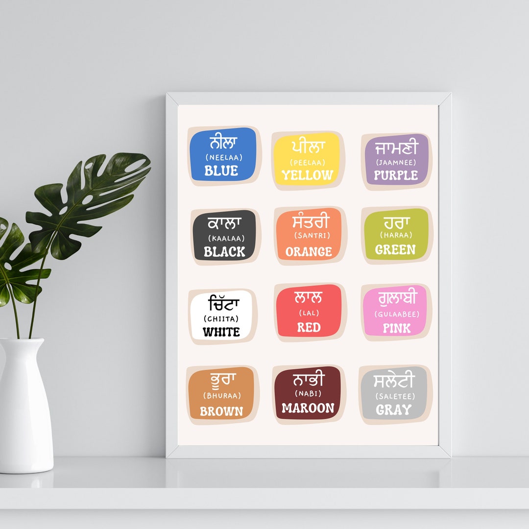 Colors Names in Punjabi। Bilingual Punjabi- English Colors Names Poster ...
