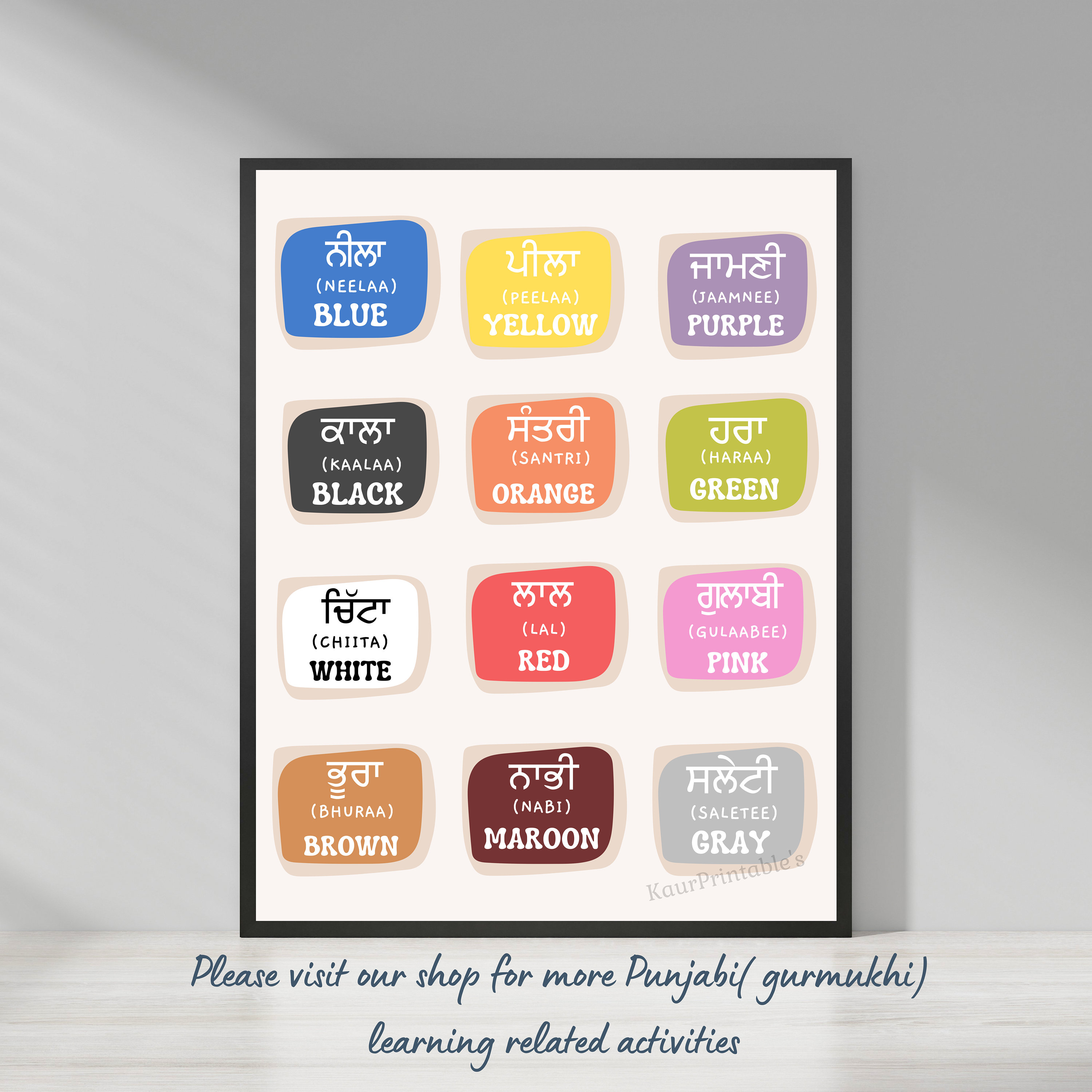 Colors Names in Punjabi। Bilingual Punjabi- English Colors Names Poster ...