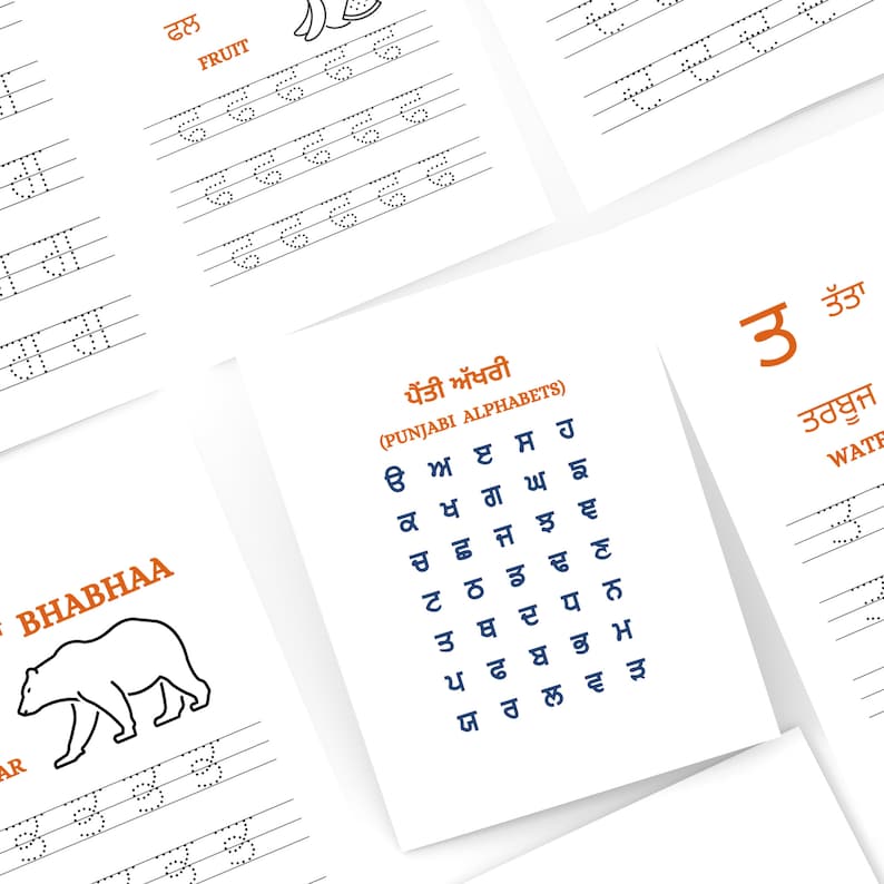 Punjabi Alphabets Tracing Worksheets, Learn to Write Punjabi Alphabets ...