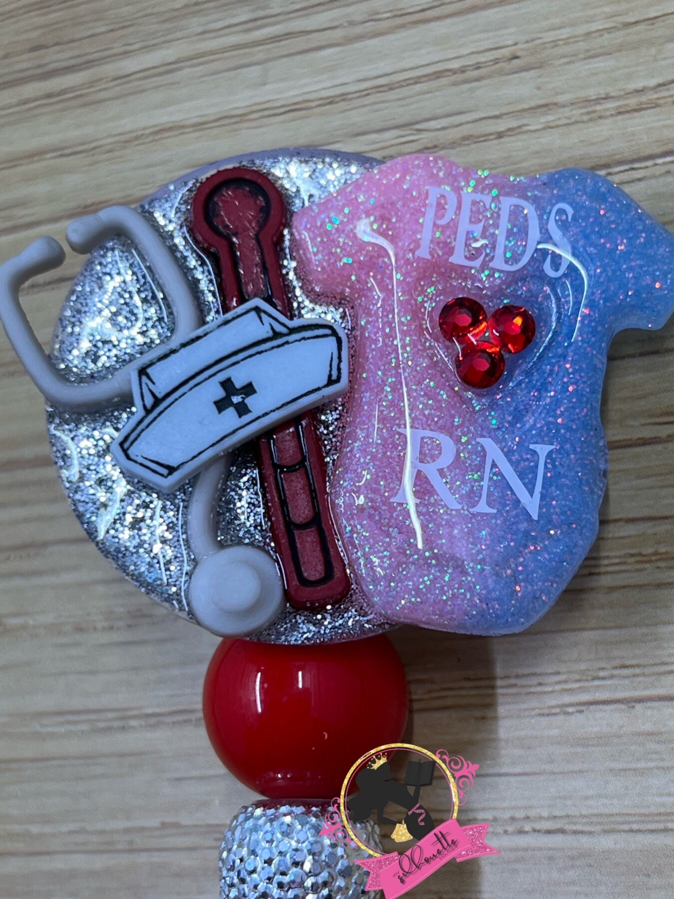 Badge Reel Pediatric Nurse Work ID Teacher ID Badge Bling - Etsy