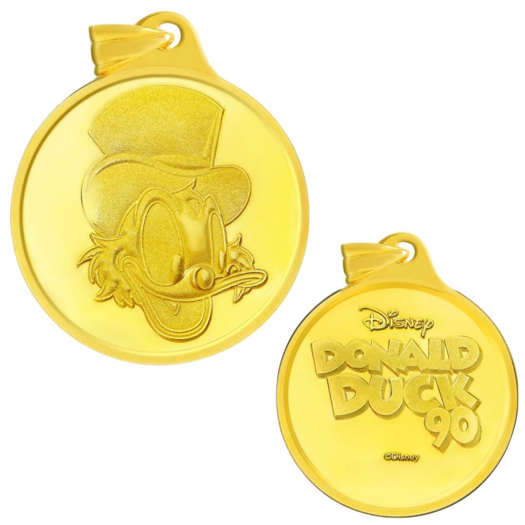 24K Mcduck Uncle Scrooge Disney 999.9 Pure Solid Yellow Gold Pendant ...