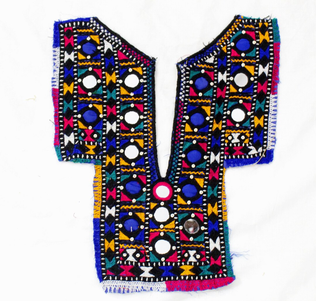 Heavy Mirror Work Neck Yokes Sindh Embroidery Patches - Etsy