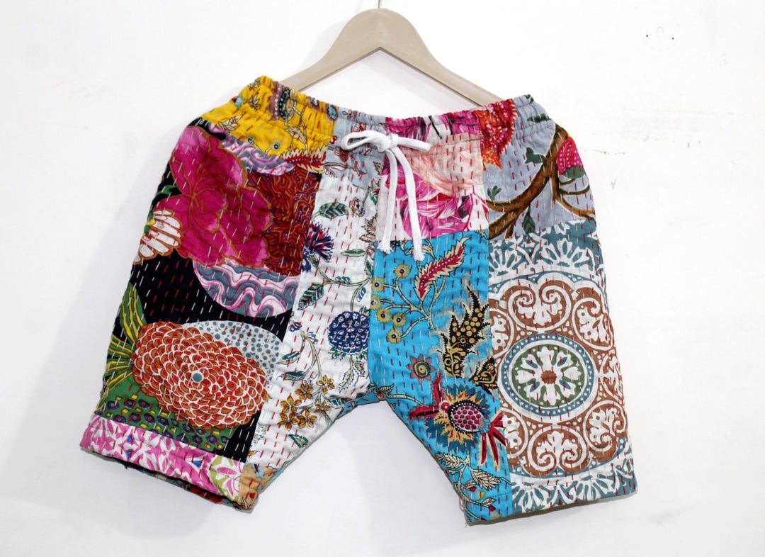 Patchwork Bohemian Drawstring Shorts, Small Hippie Style,vintage ...