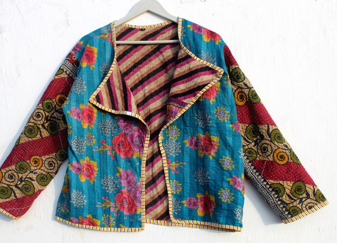 Indian Hand Made Kantha Quilted, Real Patch Work Reversible Jacket ...
