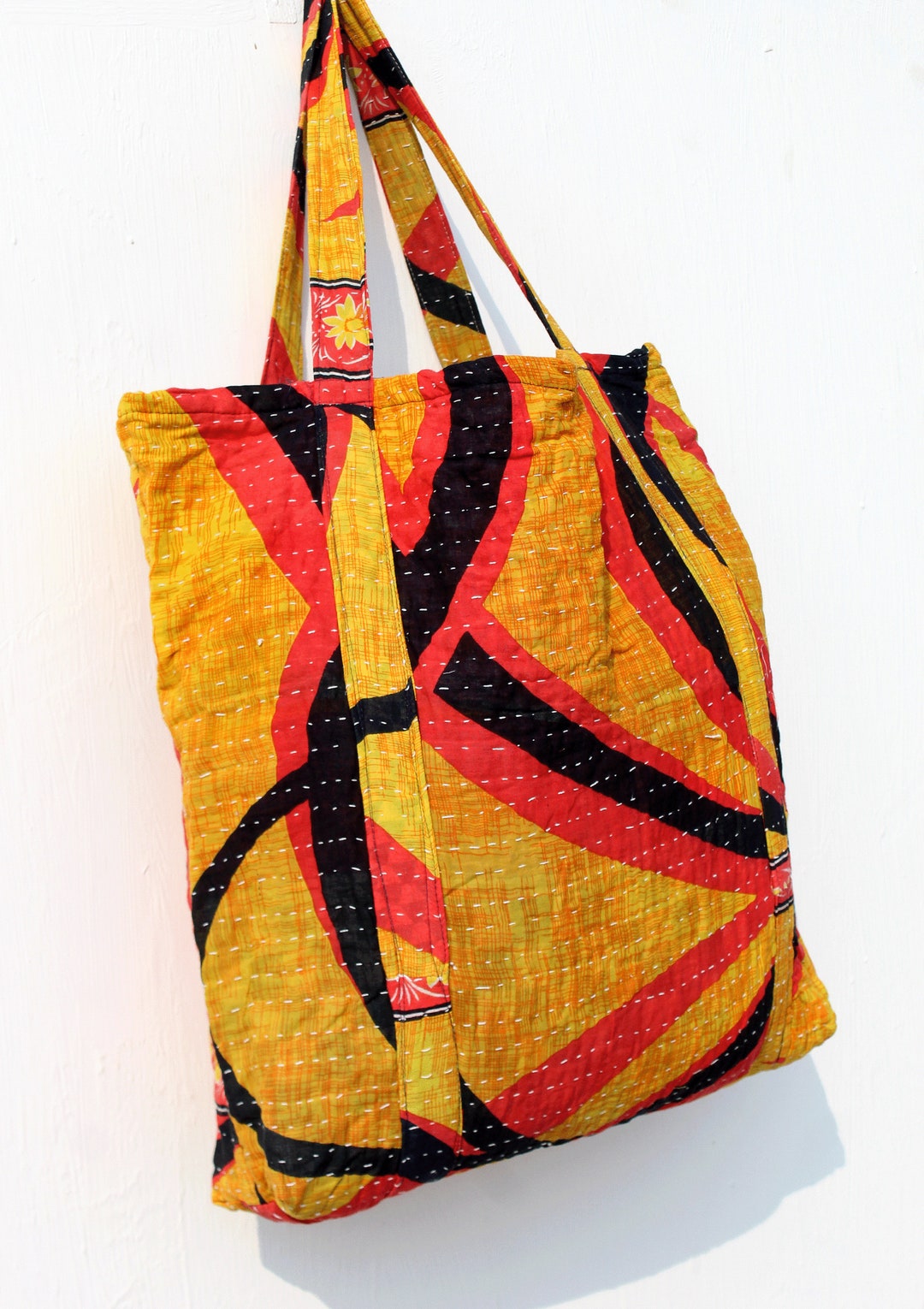 Vintage Kantha Bag, Vintage Sari Kantha Tote, Quilted Tote Bag, Bag ...
