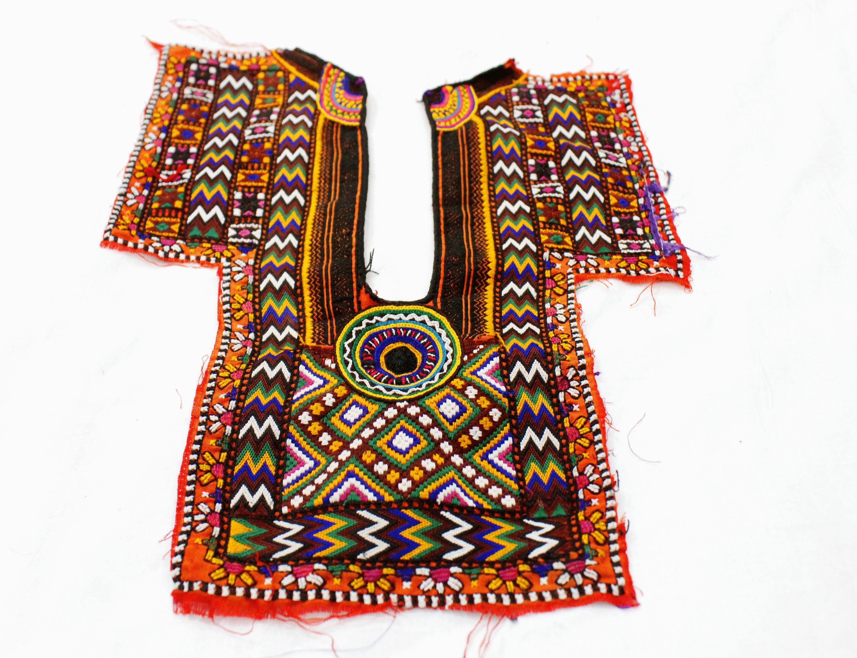 Heavy Mirror Work Neck Yokes Sindh Embroidery Patches Traditional ...