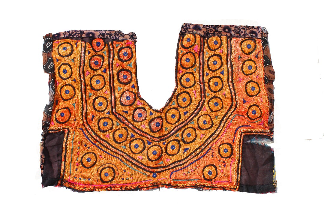 Heavy Mirror Work Neck Yokes Sindh Embroidery Patches Traditional ...