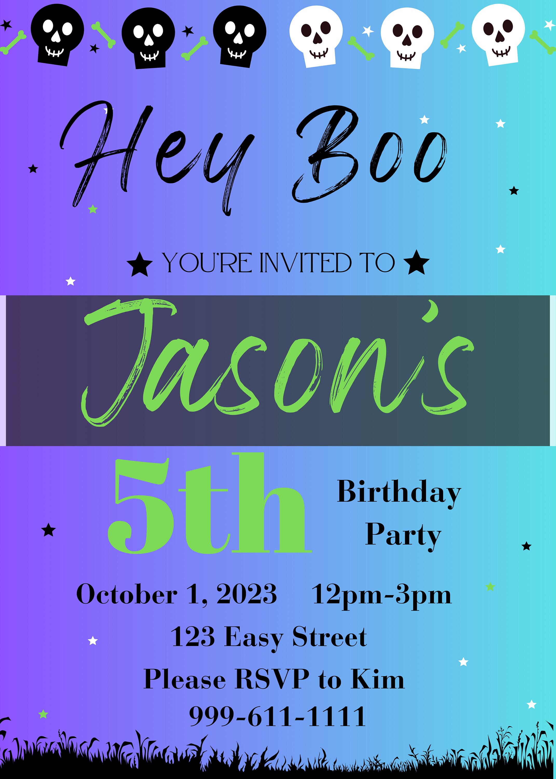 Editable Halloween Birthday Invitation Kids Birthday Party Invite ...