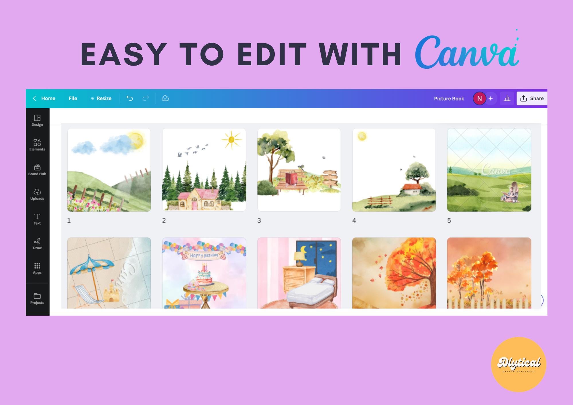 Watercolor Kids Book Template | Canva Storybook Layout (digital ...
